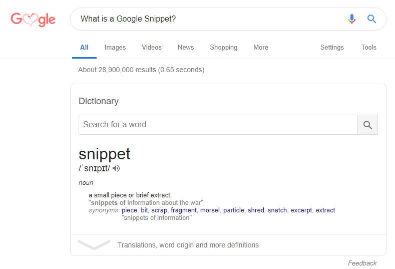 What is a Google snippet? | Google featured snippet